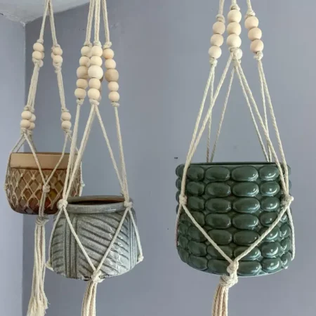 Macrame Plant Hanger w/ beads | Geist Nursery